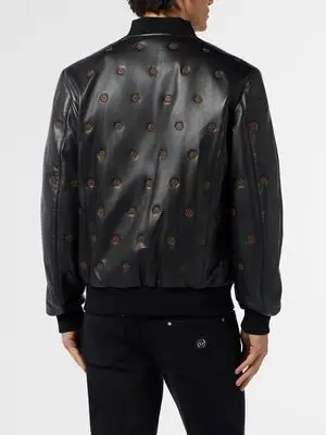 Philipp Plein Bomber Jacket With All-over Monogram Print - Black