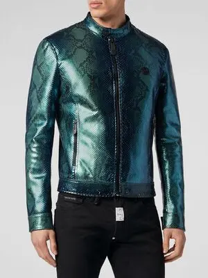 Philipp Plein Philipp Plein Leather Jacket Green