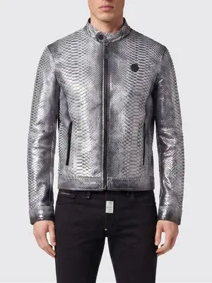 Philipp Plein Leather Jacket - Silver