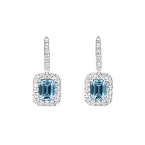 Arte Madrid Gemma Emerald-cut Gemstone Hoop Earrings - Blue
