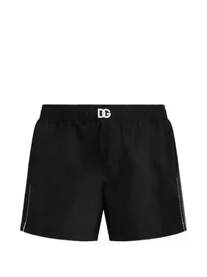 Dolce & Gabbana Logo-embroidered Swim Shorts - Black