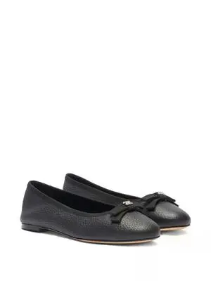 Casadei Textured Bow Ballet Flats - Black