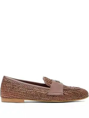 Casadei Hanoi Woven Leather Loafers - Brown