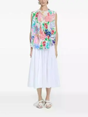 JNBY Floral-print Sleeveless Blouse - Blue