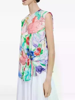 JNBY Floral-print Sleeveless Blouse - Blue