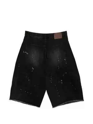 CROQUIS Paint-splatter Frayed-edge Denim Shorts