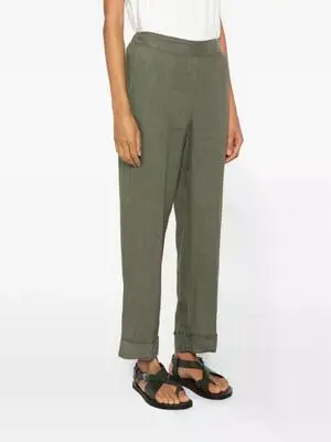 ZANETTI Olive Trousers With Elasticated Waistband And Turned-up Cuffs