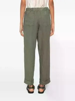 ZANETTI Olive Trousers With Elasticated Waistband And Turned-up Cuffs