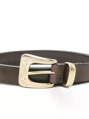 DA.D Engraved Buckle Leather Belt