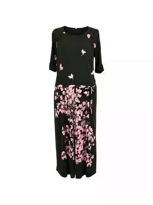 DE PARISINI VINTAGE Floral Print Belted Midi Dress