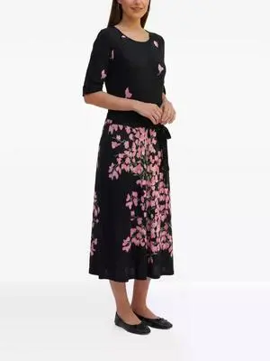 DE PARISINI VINTAGE Floral Print Belted Midi Dress