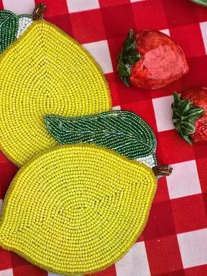 LES-OTTOMANS Beaded Lemon Coaster