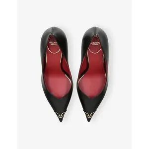 Valentino Garavani Hearttip Leather Heeled Courts - Black
