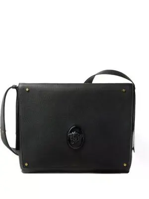 Versace Medusa Biggie Leather Messenger Bag - Black