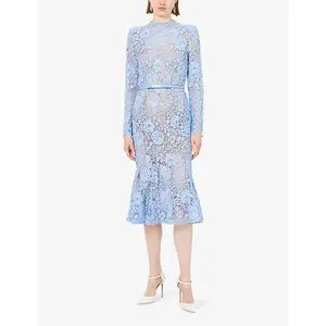 NADINE MERABI Juliette High-neck Lace Midi Dress