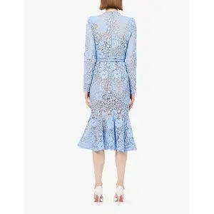 NADINE MERABI Juliette High-neck Lace Midi Dress
