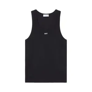 Off-White Ribbed Tank Top - Black