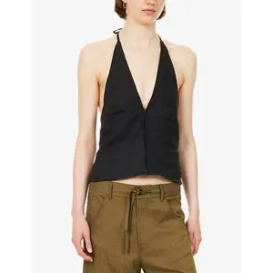 DEIJI STUDIOS Halterneck Sleeveless Linen Top