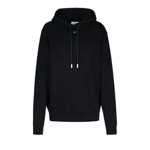 Off-White Logo Embroidered Drawstring Hoodie - Black