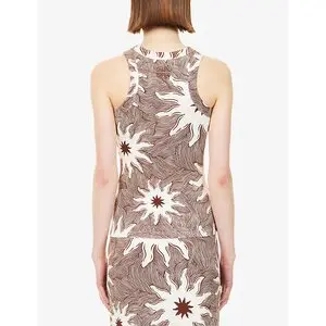 NEVER FULLY DRESSED Soleil Dorris Printed Rib Stretch-jersey Top