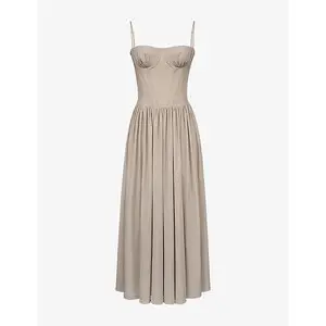 House Of Cb Cotton Corset Maxi Dress - Humus