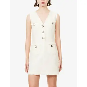 SELF-PORTRAIT Sleeveless Bouclé Woven Mini Dress