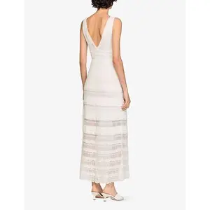 Sandro V-neck Pointelle Knitted Maxi Dress