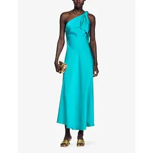 Sandro One-shoulder Sleeveless Satin Maxi Dress