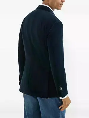 Brunello Cucinelli Sea Island Cotton Narrow-wale Corduroy One-and-a-half Breasted Deconstructed Blazer With Patch Pockets - Blue