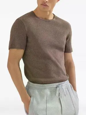 Brunello Cucinelli Denim-effect Ribbed-cotton-jersey Crew-neck T-shirt