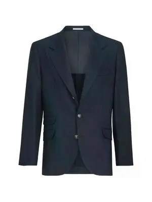 Brunello Cucinelli Mouliné Virgin-wool Twill Deconstructed Cavallo Blazer With Metal Buttons - Blue