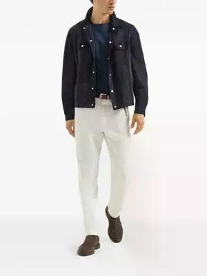 Brunello Cucinelli Denim-effect Ribbed Cotton Jersey Crew-neck T-shirt