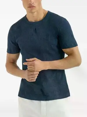 Brunello Cucinelli Denim-effect Ribbed Cotton Jersey Crew-neck T-shirt