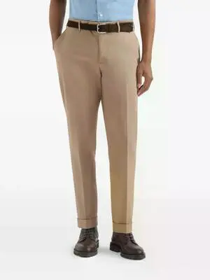 Brunello Cucinelli Garment-dyed Italian-fit Comfort Cotton Gabardine Trousers - Neutrals