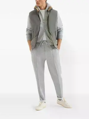 Brunello Cucinelli Waxed Techno-cotton Down Vest With Detachable Hood