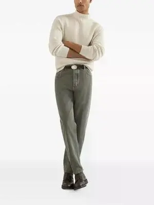 Brunello Cucinelli Iconic Fit Five-pocket Garment-dyed Denim Trousers - Grey