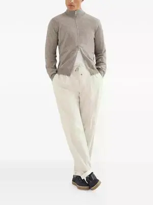 Brunello Cucinelli Garment-dyed Cotton Corduroy Trousers With Double Pleats - Neutrals