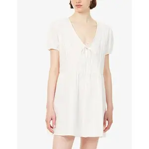 DEIJI STUDIOS Short Sleeve V-neck Cotton Mini Dress