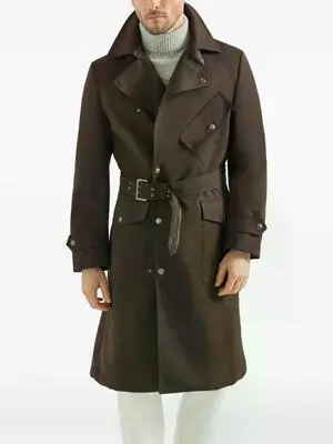 Brunello Cucinelli Water-resistant Microfiber Trench With Nappa Leather Inserts