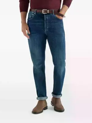 Brunello Cucinelli Comfort Cotton Denim Leisure-fit Five-pocket Trousers - Blue