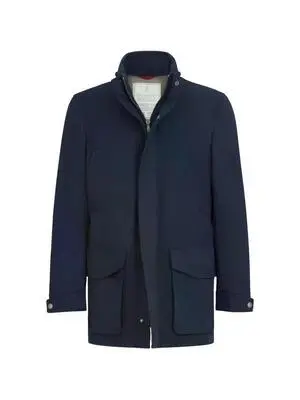 Brunello Cucinelli Water-resistant Microfiber Parka With Packable Hood - Blue