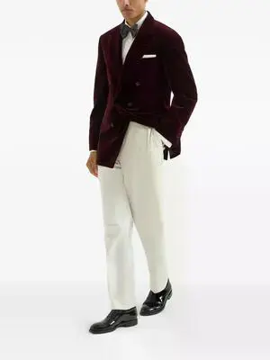 Brunello Cucinelli Sea Island Cotton Narrow-wale Corduroy Tuxedo Trousers With Double Pleats And Tabbed Waistband - Neutrals