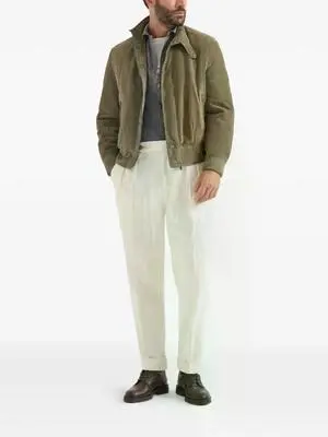 Brunello Cucinelli Suede Padded Jacket With Stand Collar