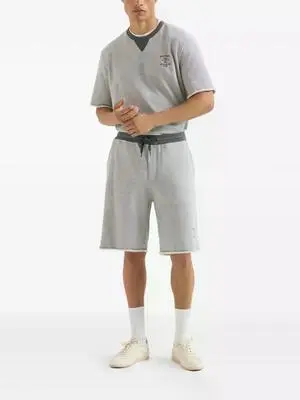 Brunello Cucinelli Cotton French Terry Embroidered Bermuda Shorts - Grey