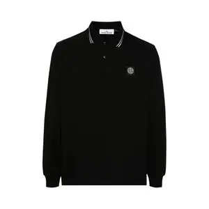 Stone Island Long Sleeve Polo Shirt - Black