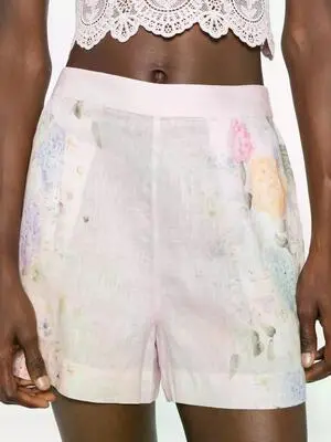 MC2 SAINT BARTH Floral Print Linen Shorts