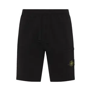 Stone Island Logo Detail Cargo Shorts - Black