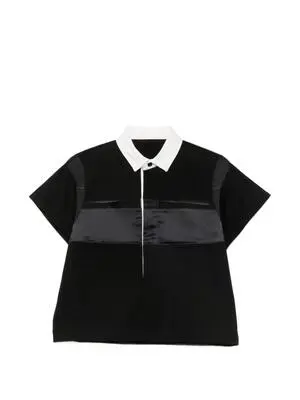 Sacai Paneled Ruffled Sleeve Polo Top