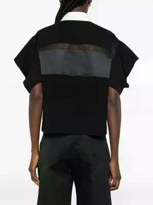 Sacai Paneled Ruffled Sleeve Polo Top