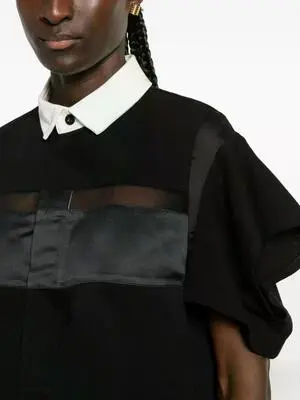 Sacai Paneled Ruffled Sleeve Polo Top